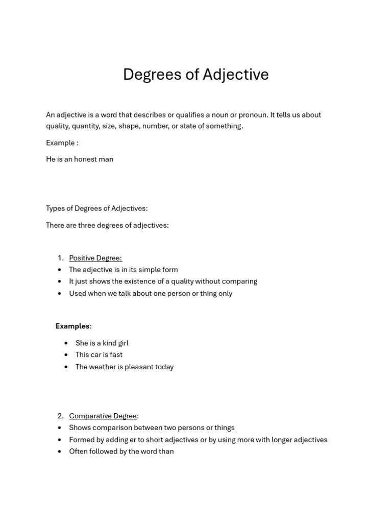 Degree of Adjective Unit 3 | PDF | Adjective | Linguistics