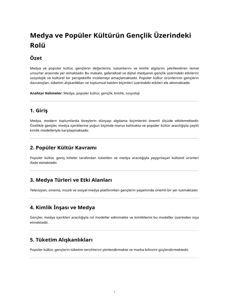Makale 13 - Medya Ve Popüler Kültürün Gençlik Üzerindeki Rolü | PDF