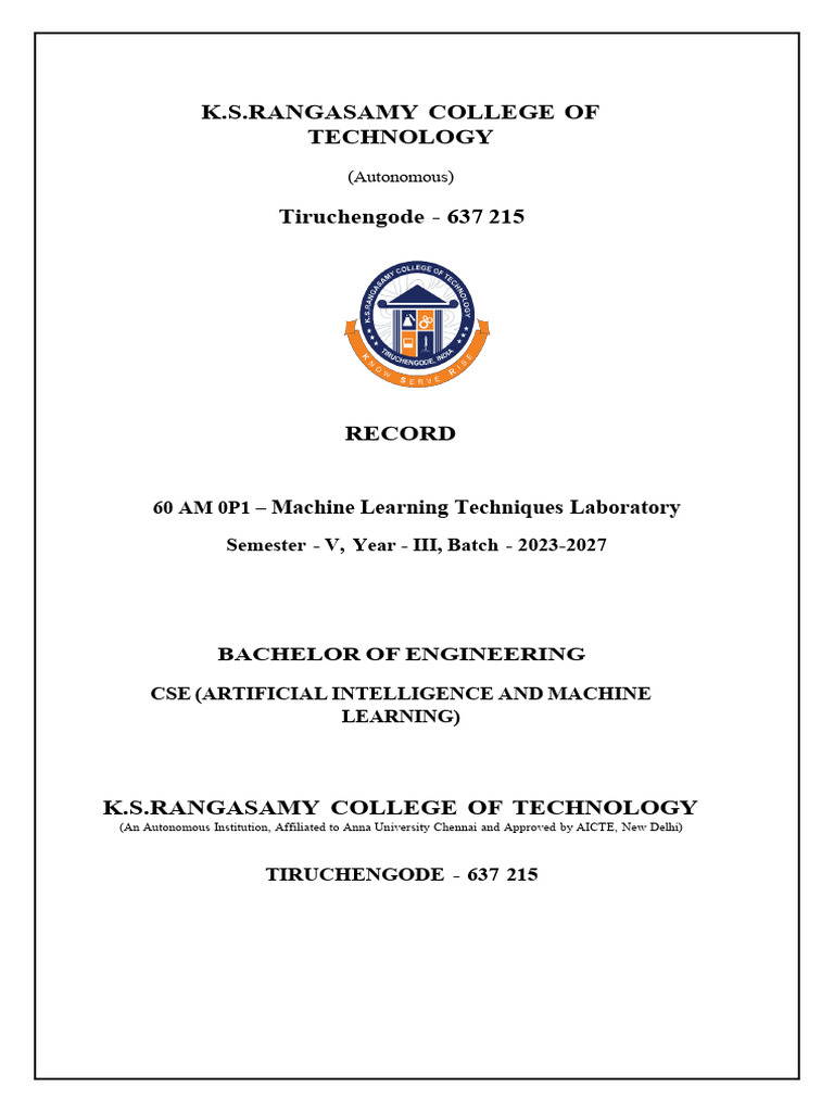 ML Record Updated[2025] | PDF | Support Vector Machine | Principal ...
