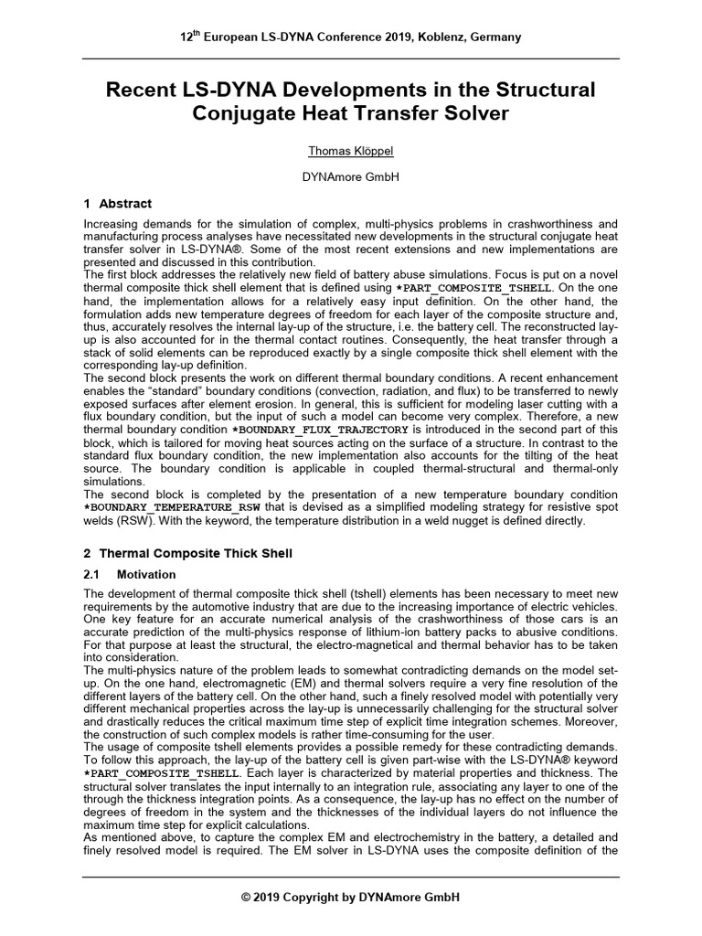 Multi-Scale Modeling of Li-Ion Battery Failure Under Mechanical Stress Kloeppel - Dynamore | PDF ...