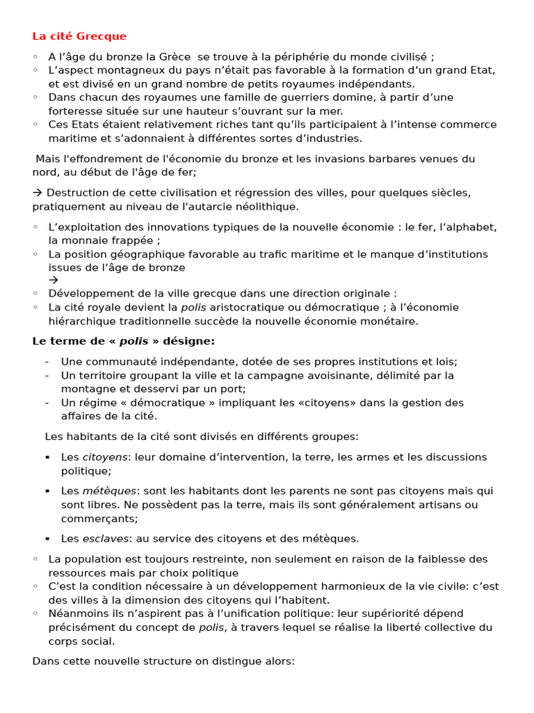 Évolution de la cité grecque antique | PDF | Athènes | Grèce ancienne