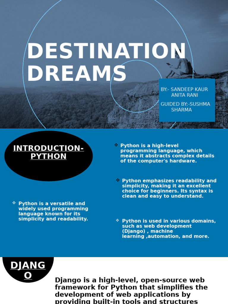 Destination Dreams Ppt | PDF | Python (Programming Language ...