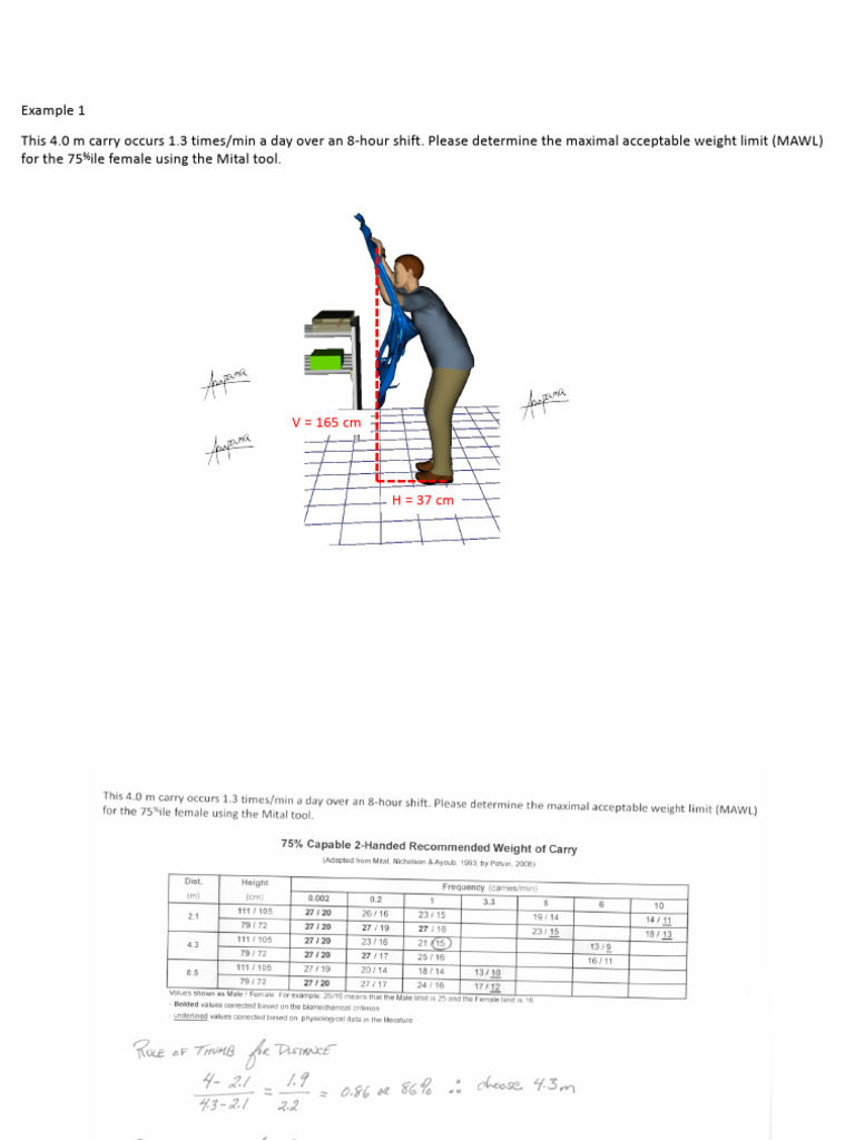 Weight Limit Calculations for Lifting Tasks | PDF
