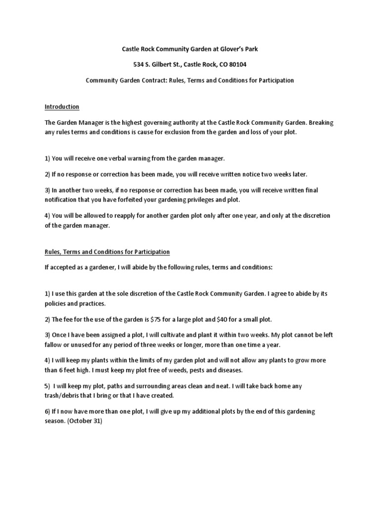Castle Rock Community Garden Rules | PDF | Home & Garden | Science ...
