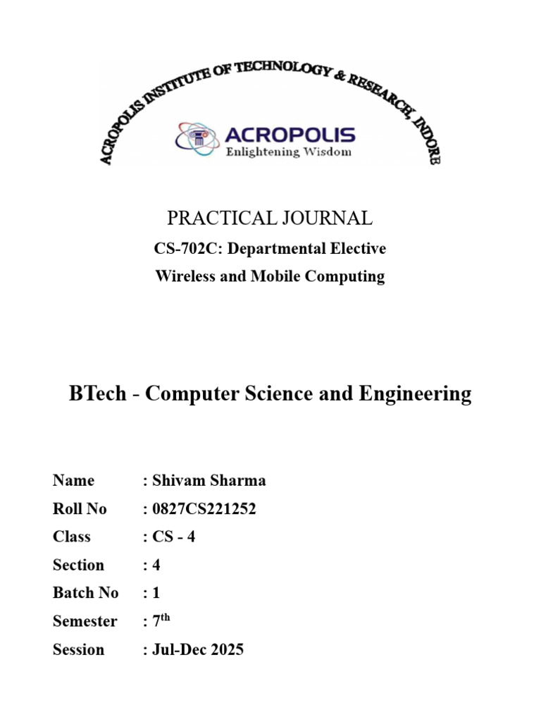 Btech - Computer Science and Engineering: Practical Journal | PDF
