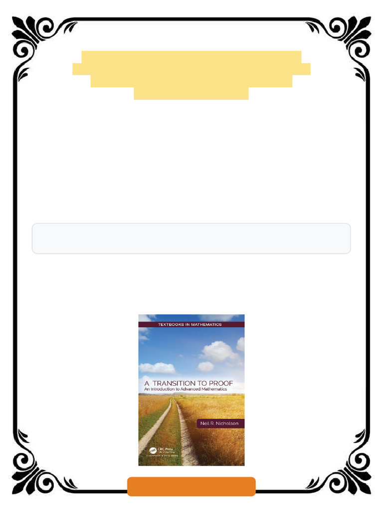 A Transition to Proof An Introduction to Advanced Mathematics Textbooks ...