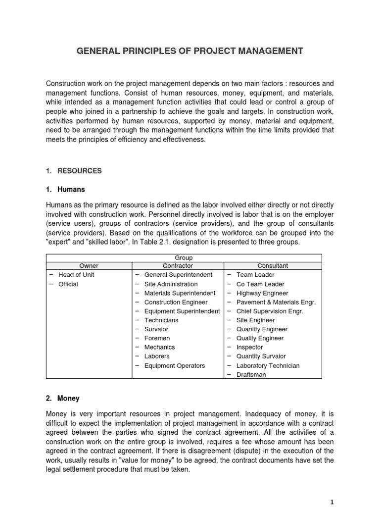 General Principles of Project Management | PDF | Construction Aggregate ...