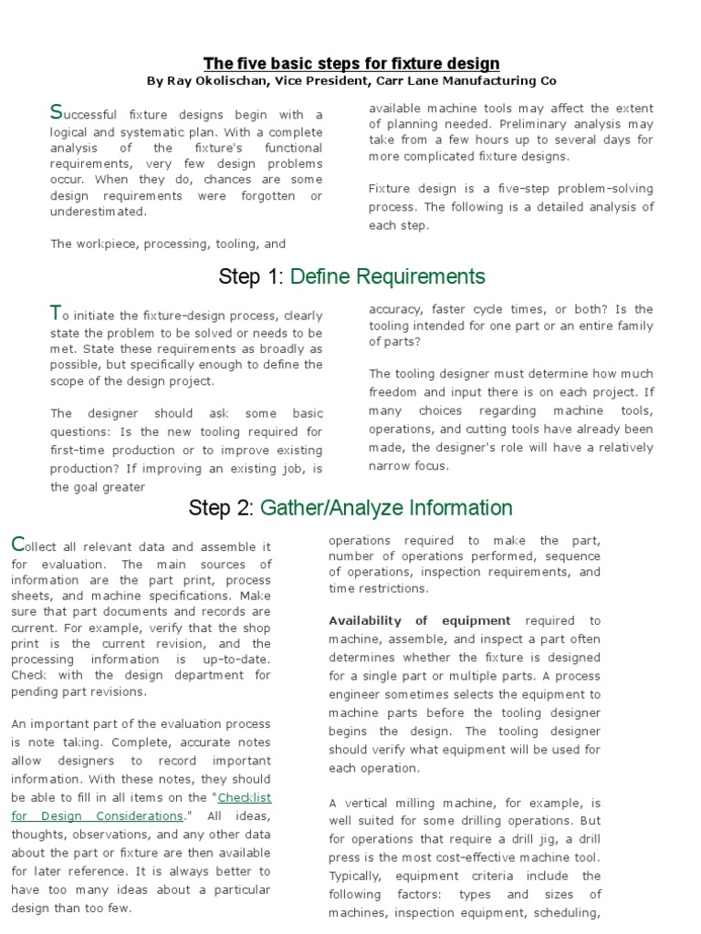 The Five Basic Steps For Fixture Design | PDF | Machine Tool | Industries