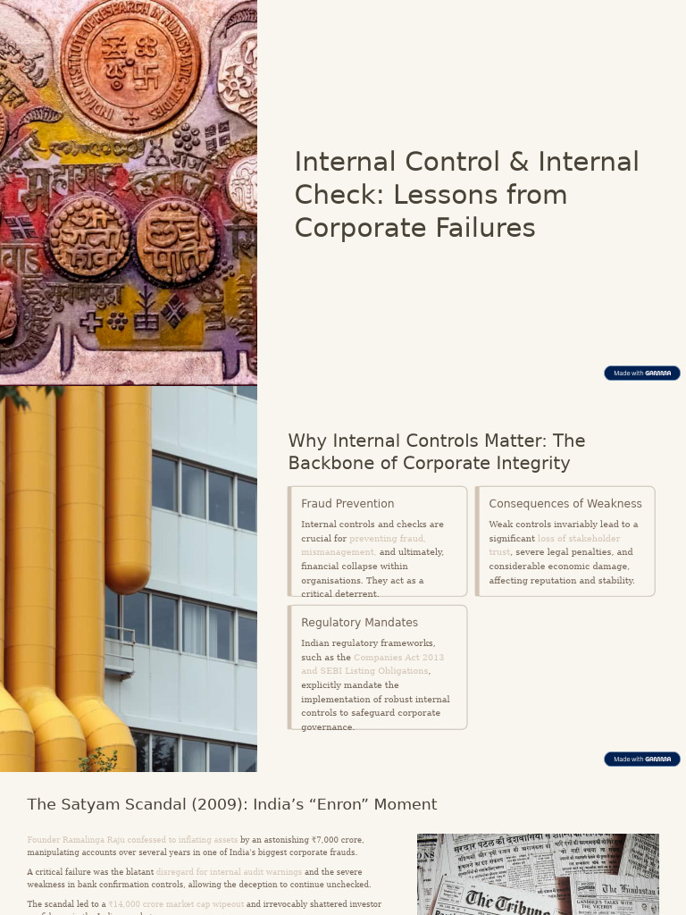 Internal Control and Internal Check Lessons From Corporate Failures ...