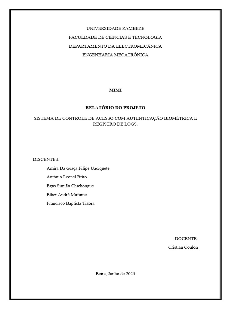 Relatório Do Projeto Mimi-grupo III-1 | PDF | Arduino | Python ...