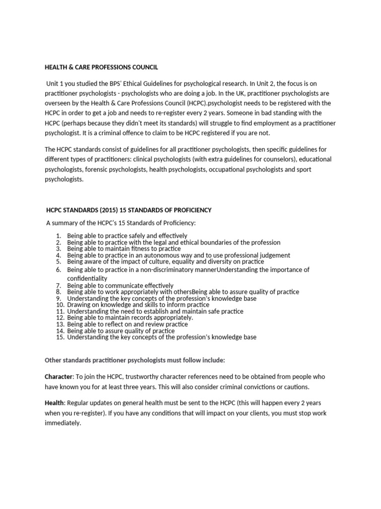 HCPC Guidelines | PDF | Psychologist | Clinical Psychology