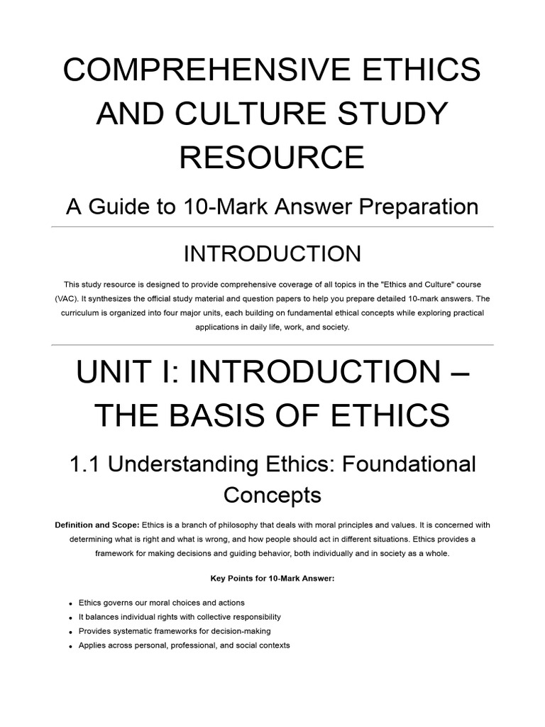 Ethics and Culture Study Guide | PDF | Emotions | Reason