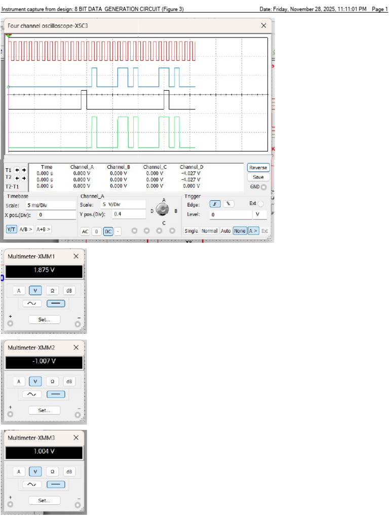 Lab 2 Results Multisim 8 Bit Data Generation Circuit (Figure 3) | PDF