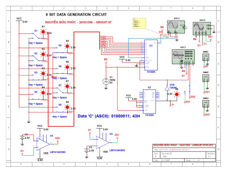 Lab 2 Circuit Multisim 8 Bit Data Generation Circuit (Figure 3) | PDF
