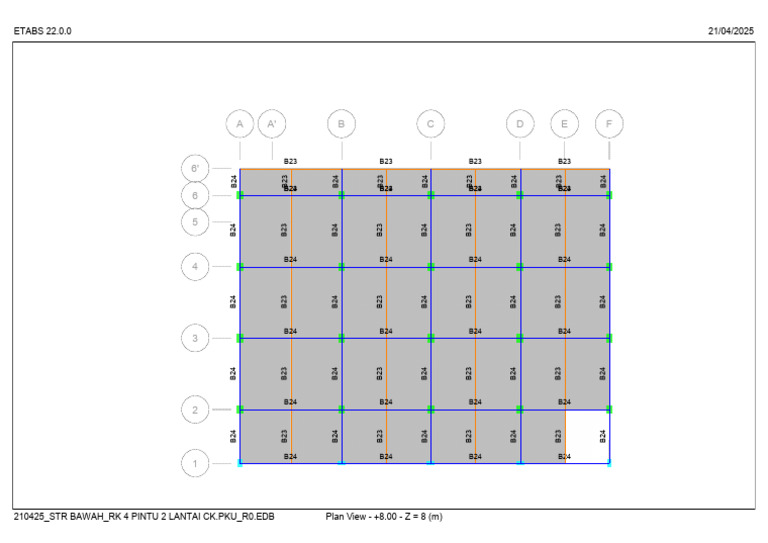 ETABS 22.0.0-Plan View - +8.00 - Z 8 (M) | PDF