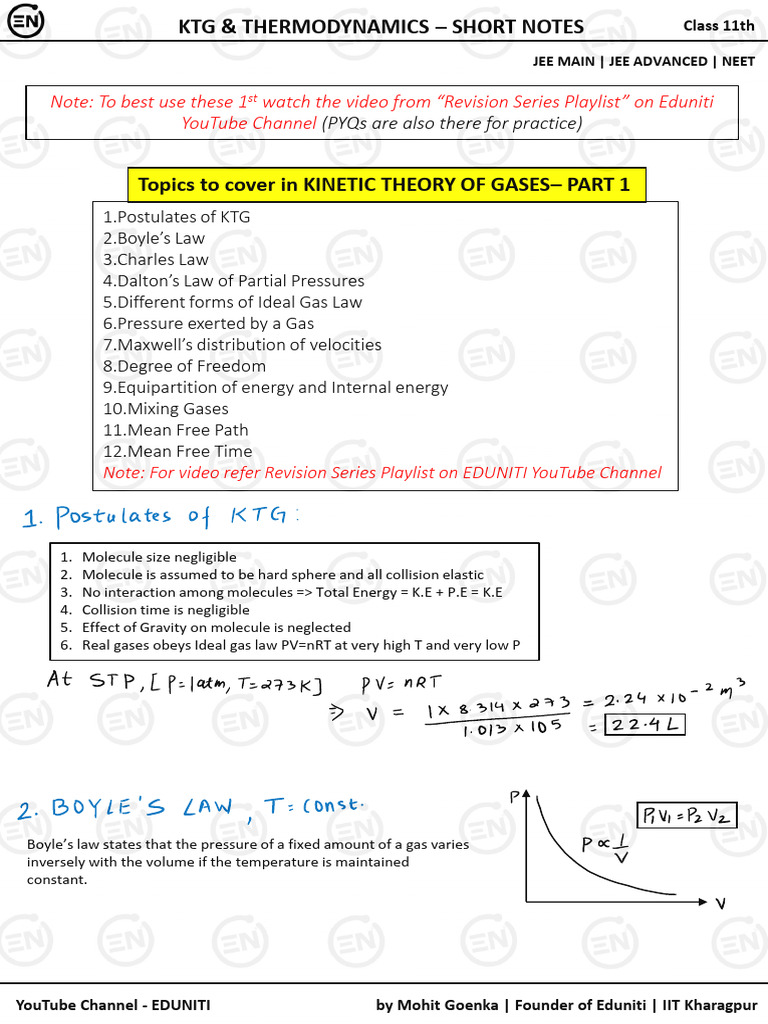 Thermodynamics Short Notes | PDF | Gases | Heat