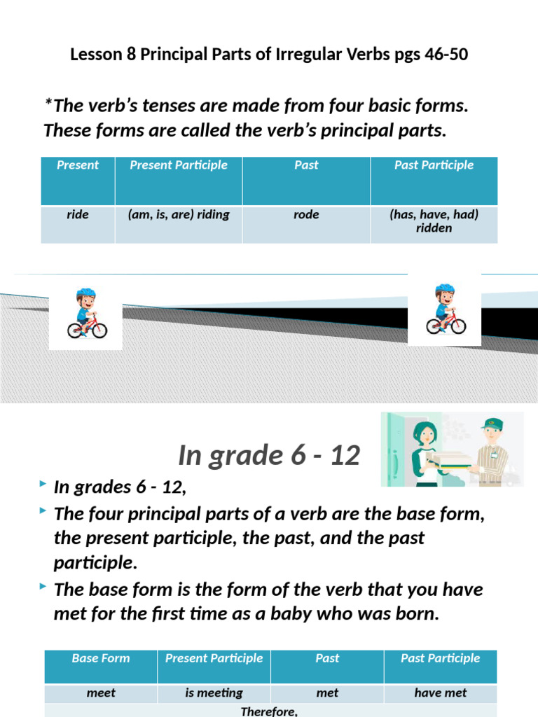Lesson 8 Prinicpal Parts of Irregular Verbs | PDF | Verb | Language ...