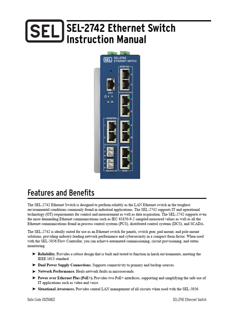 SEL-2742 Ethernet Switch Manual | PDF | Network Switch | Computer Network
