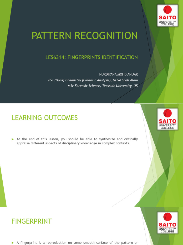4. Pattern Recognition | PDF | Fingerprint | Hand