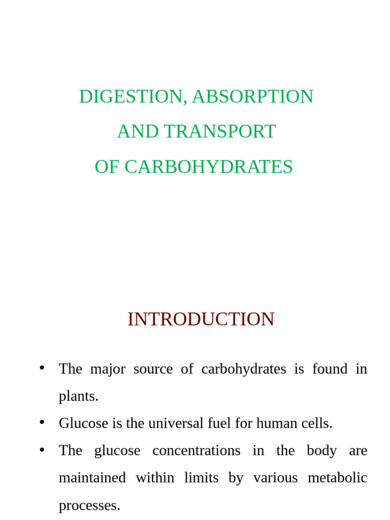 Lecture 2 Digestion and Absorption of Carbohydrate | PDF | Digestion ...