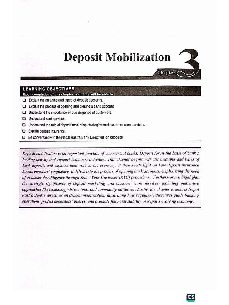 Ch.3 Deposit Mobilization | PDF