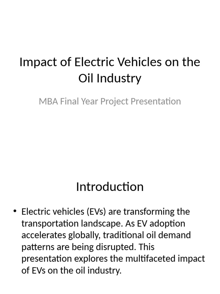 Electric Vehicles' Impact on Oil Industry | PDF