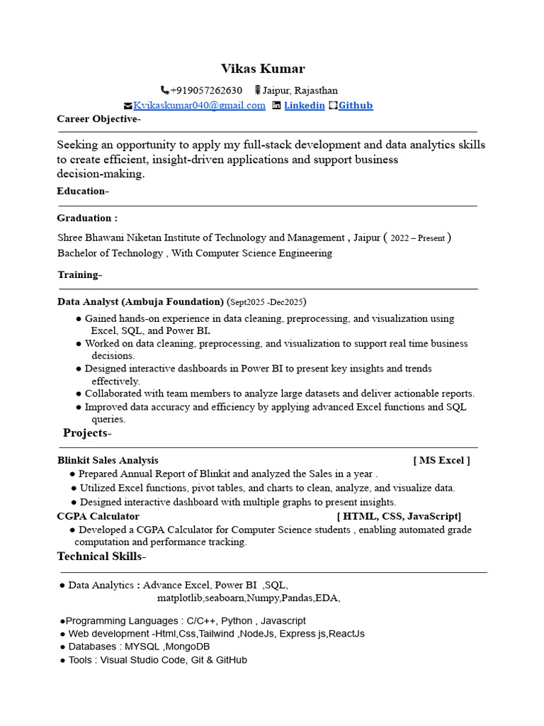 Vikas-Resume - Docx (2) - 1-2 (1) - 1 | PDF