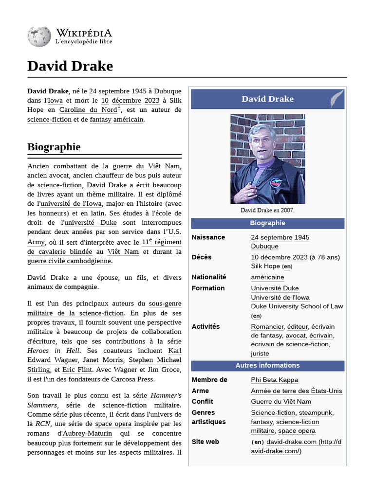 David Drake : auteur de science-fiction | PDF | Littératures de l ...