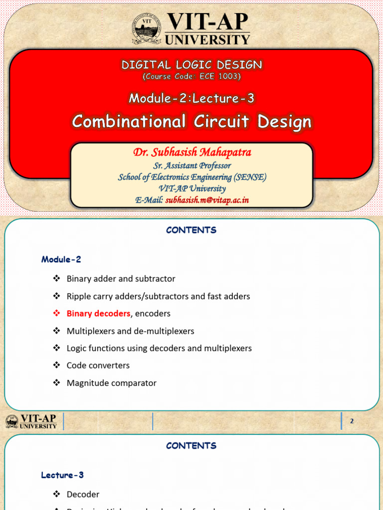DLD Module 2-Combinatinal Circuit Design Lecture-3 | PDF | Digital Electronics | Electronic ...