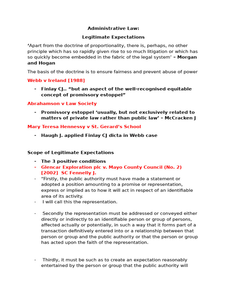 Understanding Legitimate Expectations in Law | PDF | Estoppel | Justice