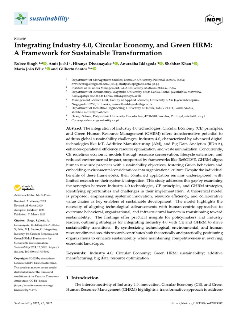 Industry 4.0 and Circular Economy Framework | PDF | Sustainability ...