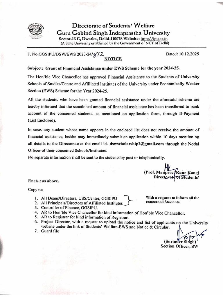 Student Financial Assistance List 2024 | PDF