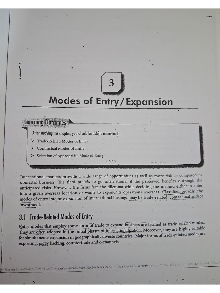 Modes of Entry | PDF