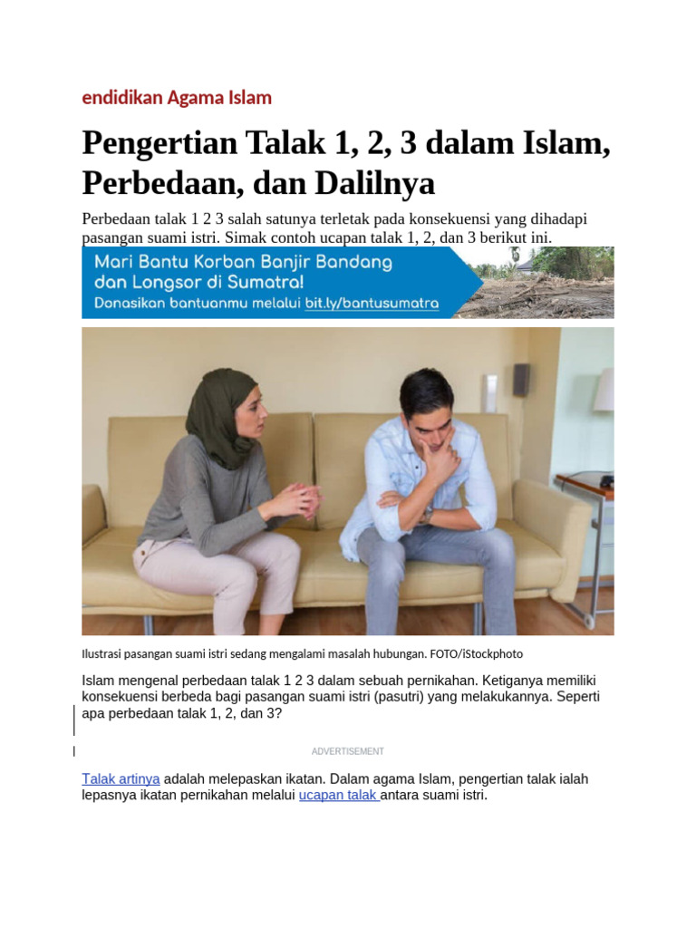 Pengertian Talak 1, 2 Dan 3 | PDF