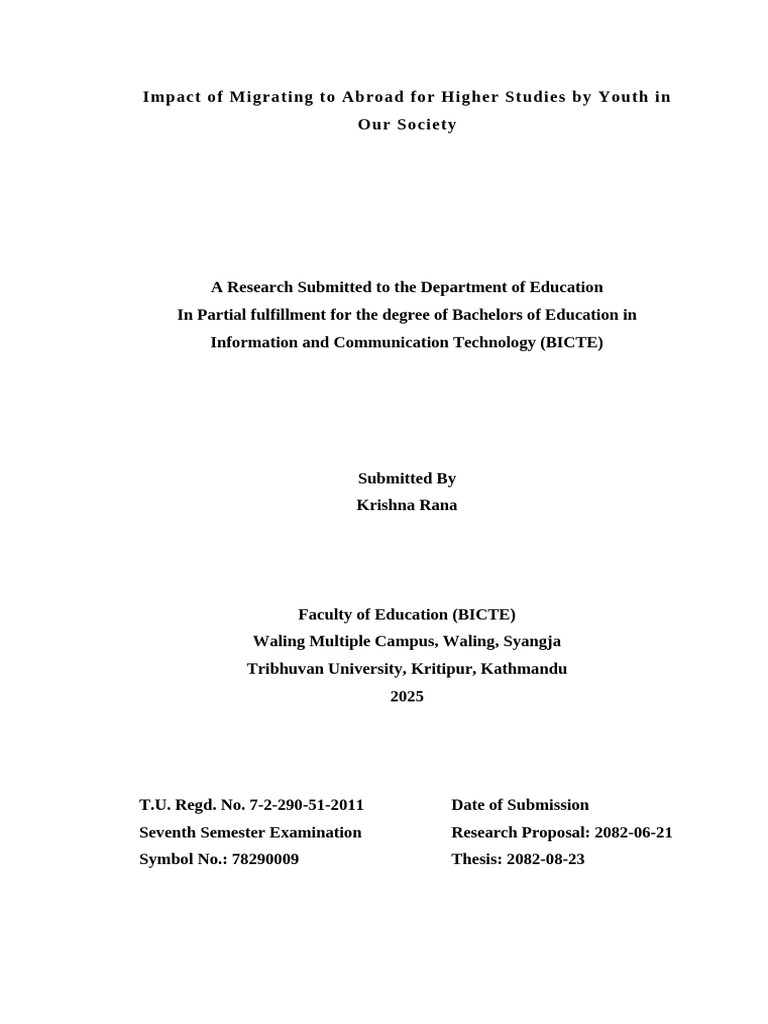 Impact of Migrating to Abroad for Higher Studies by Youth in Our ...