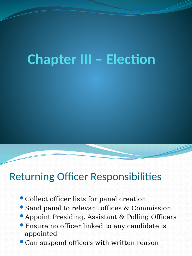 Election Officer Responsibilities & Procedures | PDF