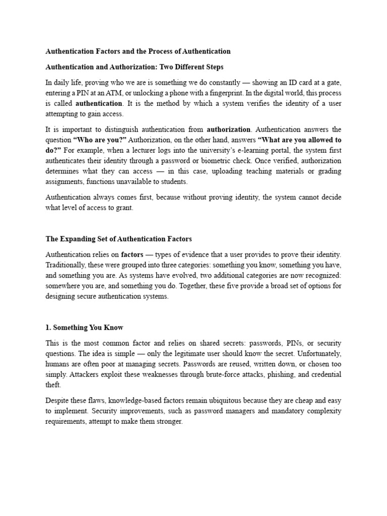 Understanding Authentication Factors | PDF | Authentication | Key ...