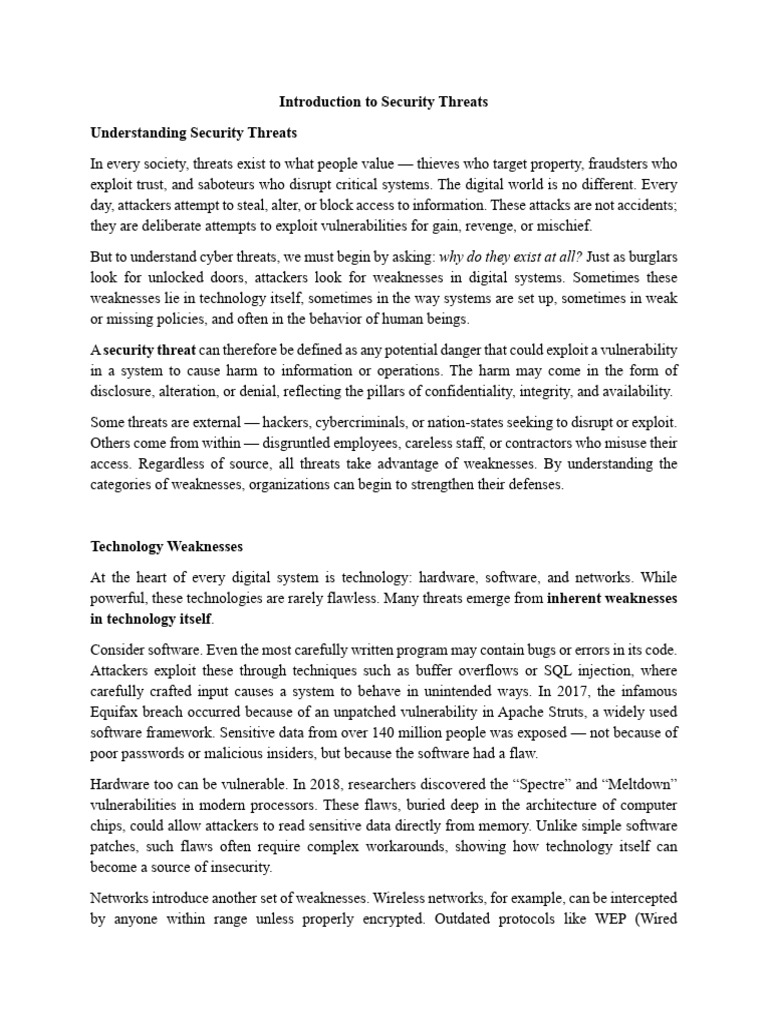 Lesson 3 - Introduction to Security Threats | PDF | Security | Computer ...