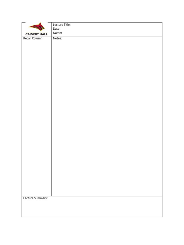 Cornell Method Template | PDF