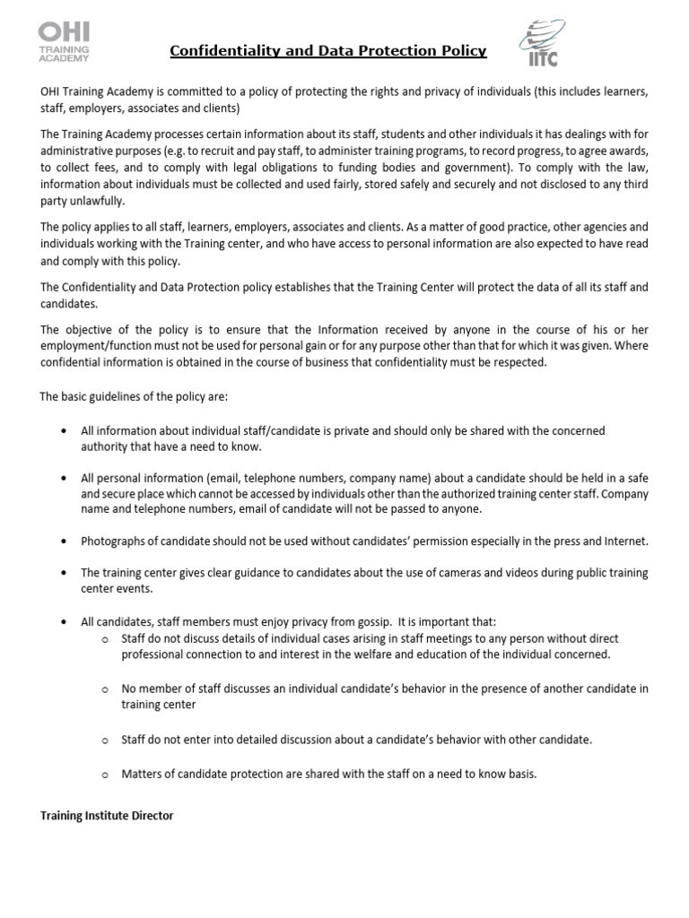 3. Confidentiality and Data Protection Policy | PDF | Information ...