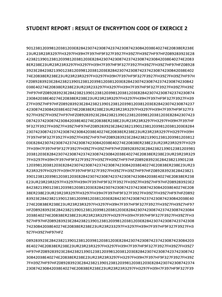 Encryption Code Results Report | PDF