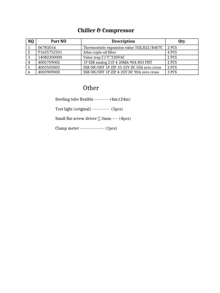 Chiller & Compressor | PDF