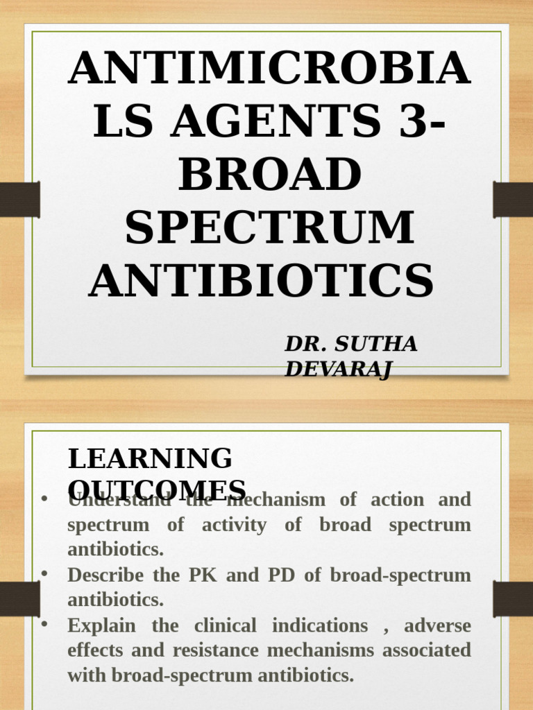 Antimicrobial Agents 3 - Broad Spectrum Antibiotics | PDF | Medical ...