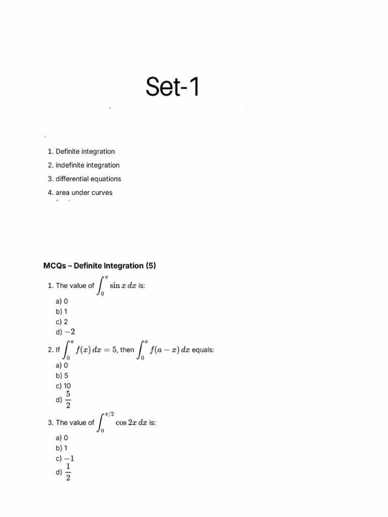 Maths 20+20 MCQ Questions 2 Sets 2nd 50% | PDF