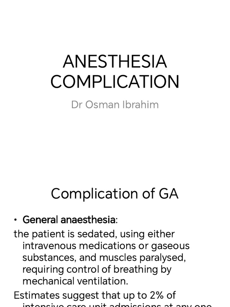 Anesthesia Complication | PDF | Anesthesia | Surgery