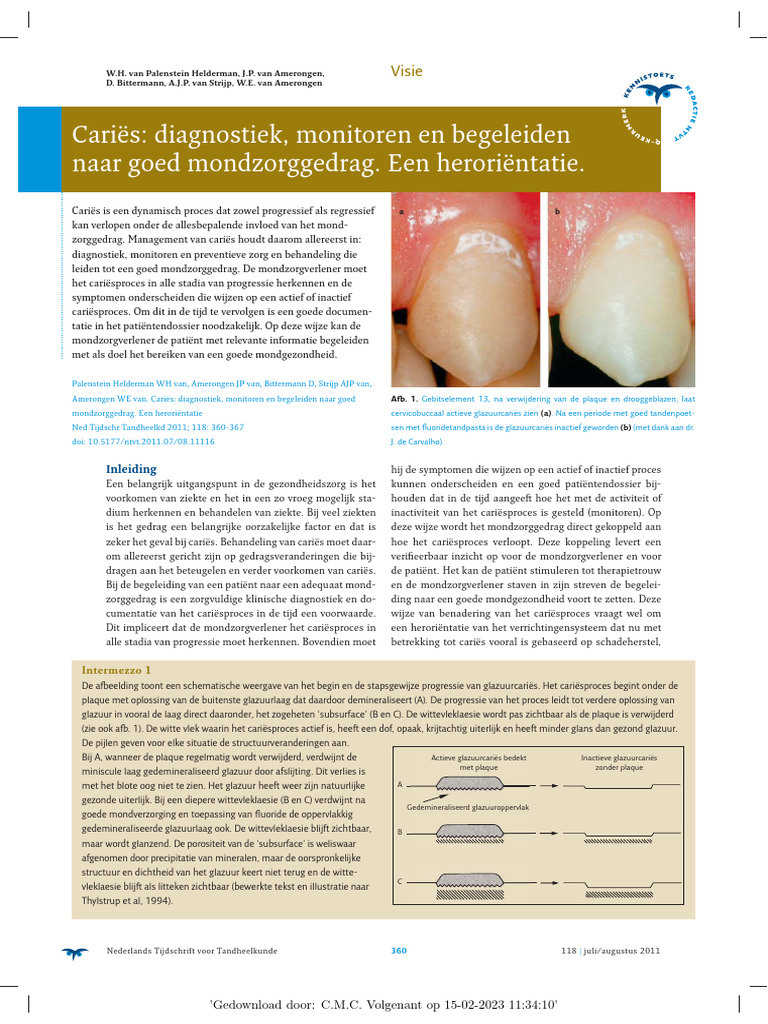 Van Palenstein Helderman Et Al 2011, Caries Actief, Niet Actief | PDF