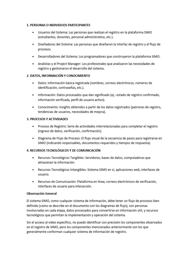 SIMO Componentes Del Sistema de Información | PDF