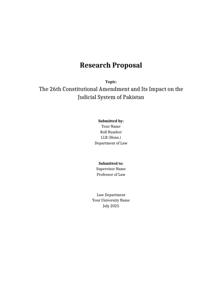 Research Proposal 26th Amendment Judiciary Pakistan | PDF | Government ...