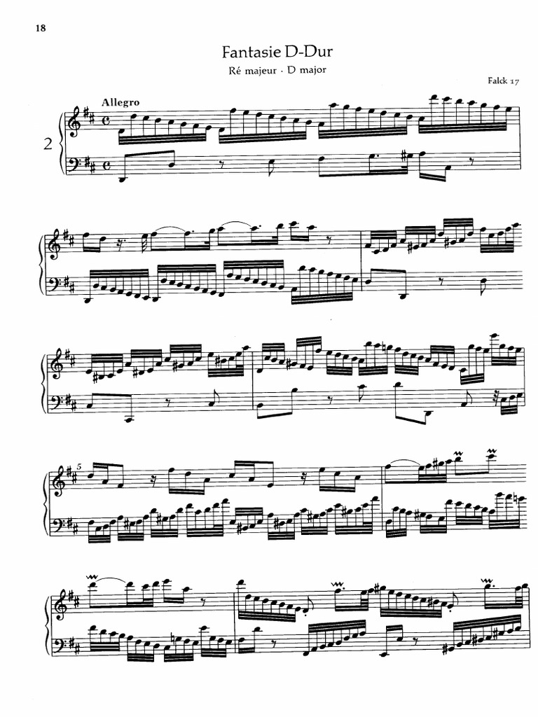 WF Bach Fantasia D Dur - F17 | PDF