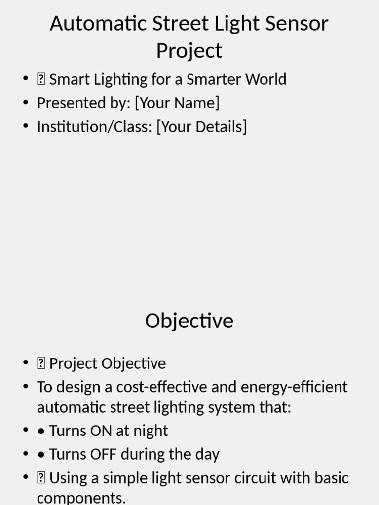 Automatic Street Light Sensor Project With BG | PDF